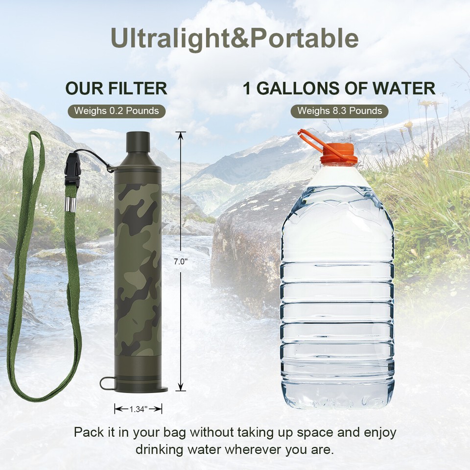 1-6,Camo Water Filter Straw Portable Personal Water Purification Filter ...