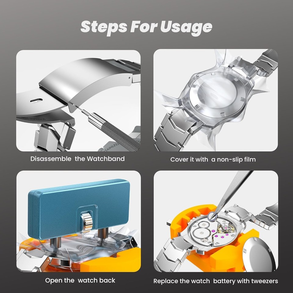 Watch Battery Replacement Kit, Watch Repair Screwdriver, Watch Band ...