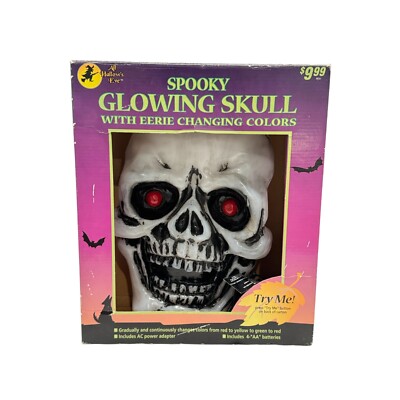 All Hallows Eve Skeleton Skull Glowing Color Changing Halloween Decor ...