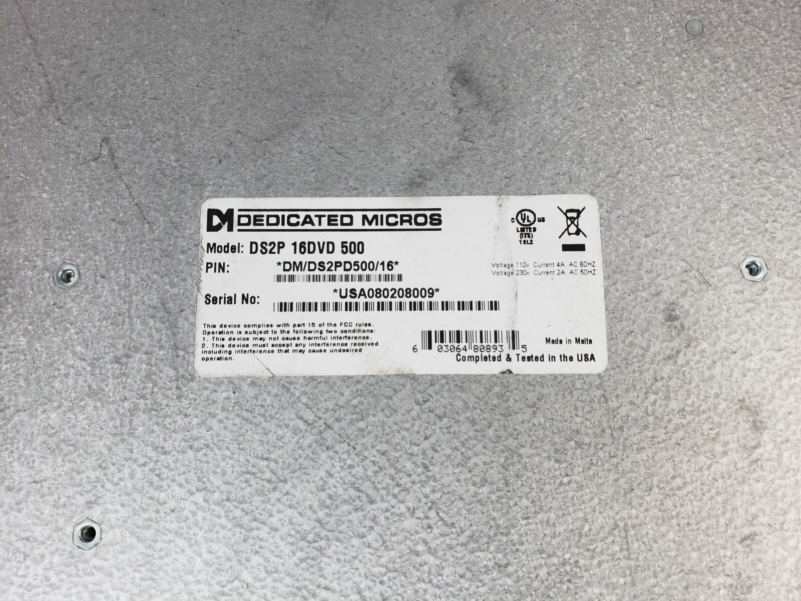 Dedicated Micros Digital Sprite 2 DS2P 16DVD 500G NetVu DVR CCTV ...