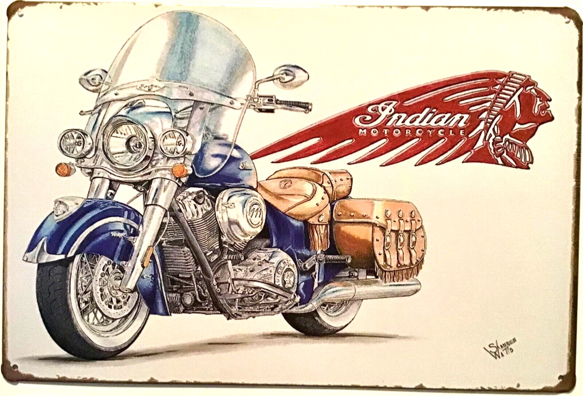 Vintage Indian Motorcycle Drawing