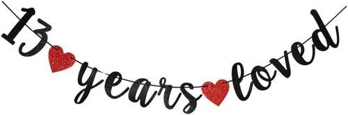 13 Years Loved Black Paper Sign for Boy/Girl'S 13Th Birthday Party ...