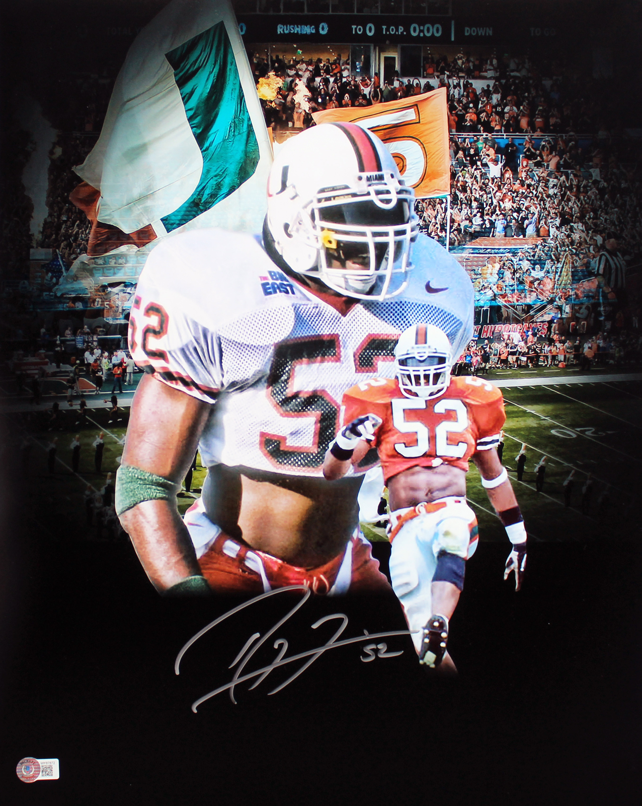 Miami Ray Lewis Authentic Signed 16x20 Collage Edit Photo BAS Witnessed ...