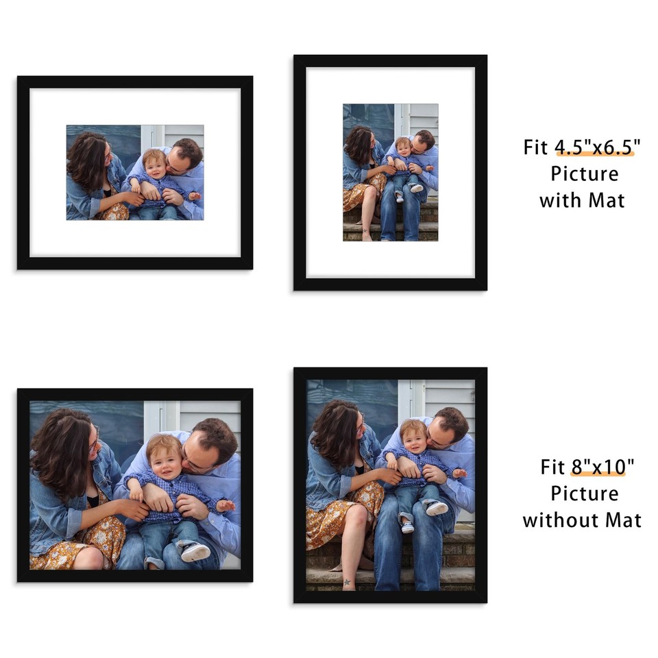 Picrit 8x10 Picture Frame Set of 12, Display 5x7 with Mat or 8x10 ...
