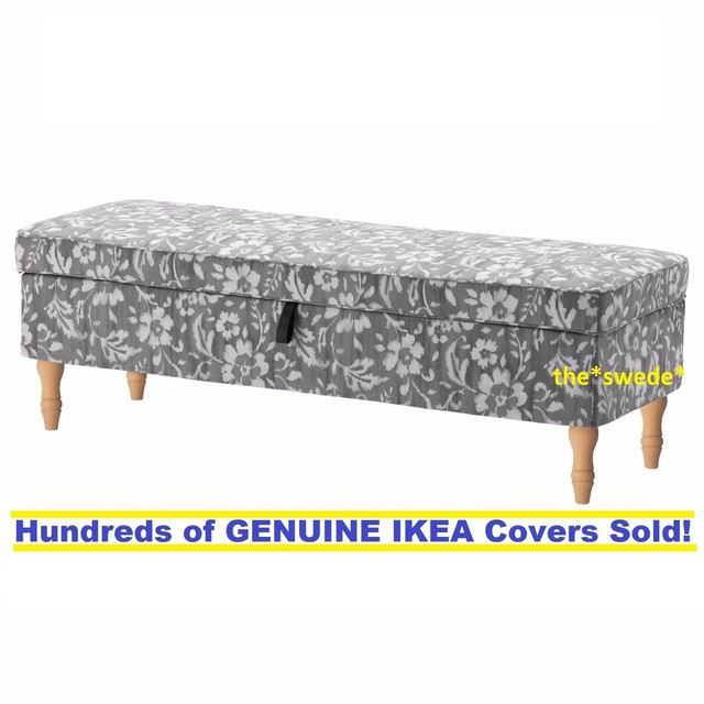 Ikea STOCKSUND Bench / Footstool Cover Slipcover HOVSTEN GRAY WHITE ...