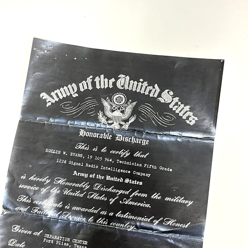 1945 World War 2 Army Honorable Discharge Papers T/5 Photostatic Copies ...