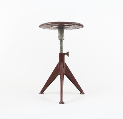 Vintage Swivel Metal Stool, Red industrial Stool in Odelburg Olsen ...