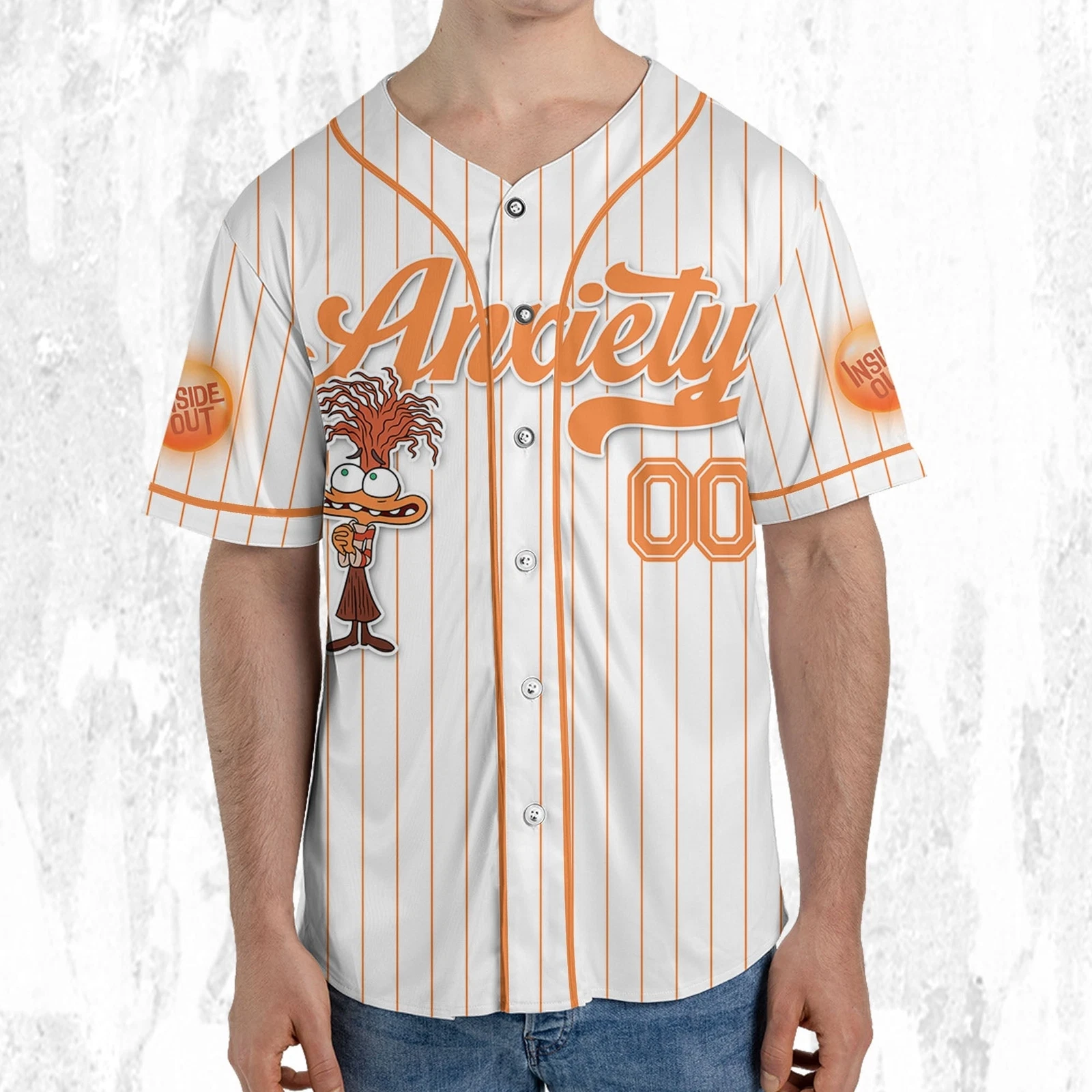 Custom Disney Inside Out Anxiety Simple Baseball Jersey, Disney ...
