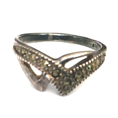 Vtg Ring MARKED CW 925 STERLING SILVER Size 6.5 Marcasite Band Jewelry ...