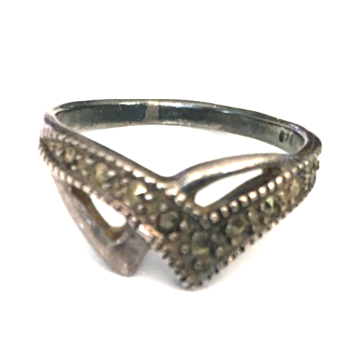 Vtg Ring MARKED CW 925 STERLING SILVER Size 6.5 Marcasite Band Jewelry ...