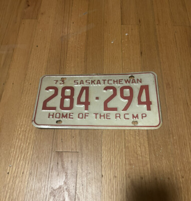 1973 Vintage Saskatchewan Canada Home Of The RCMP License Plate 284 294 ...
