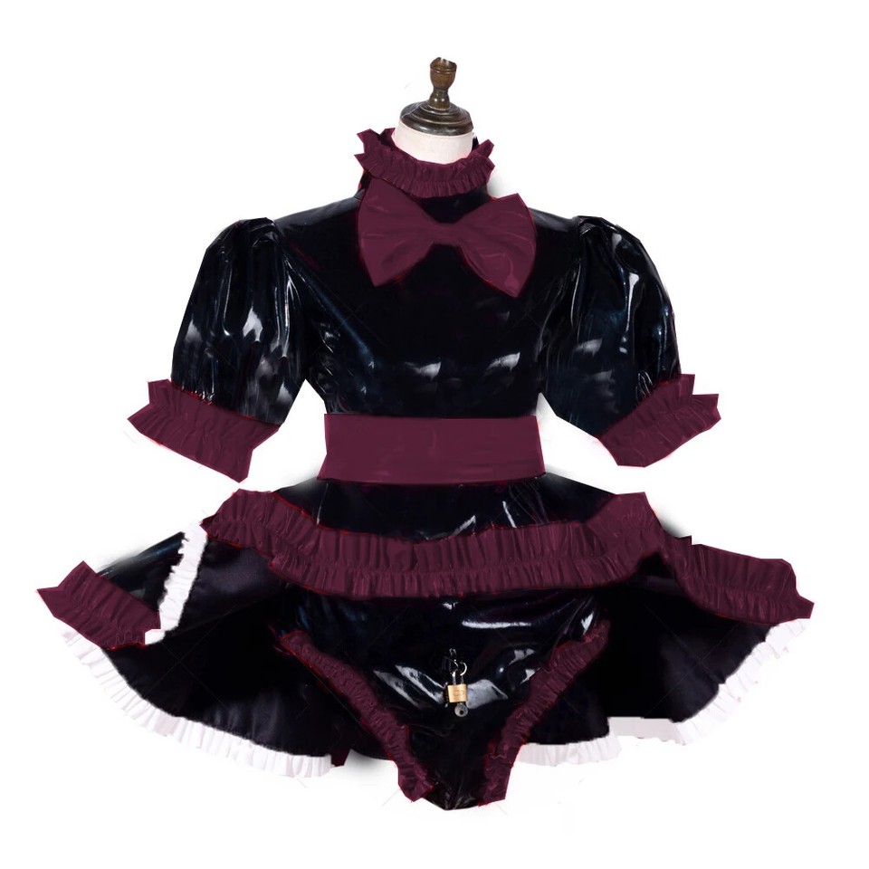 23 Colors Sissy lockable dress Role Play Maid Dress with Apron Lockable ...