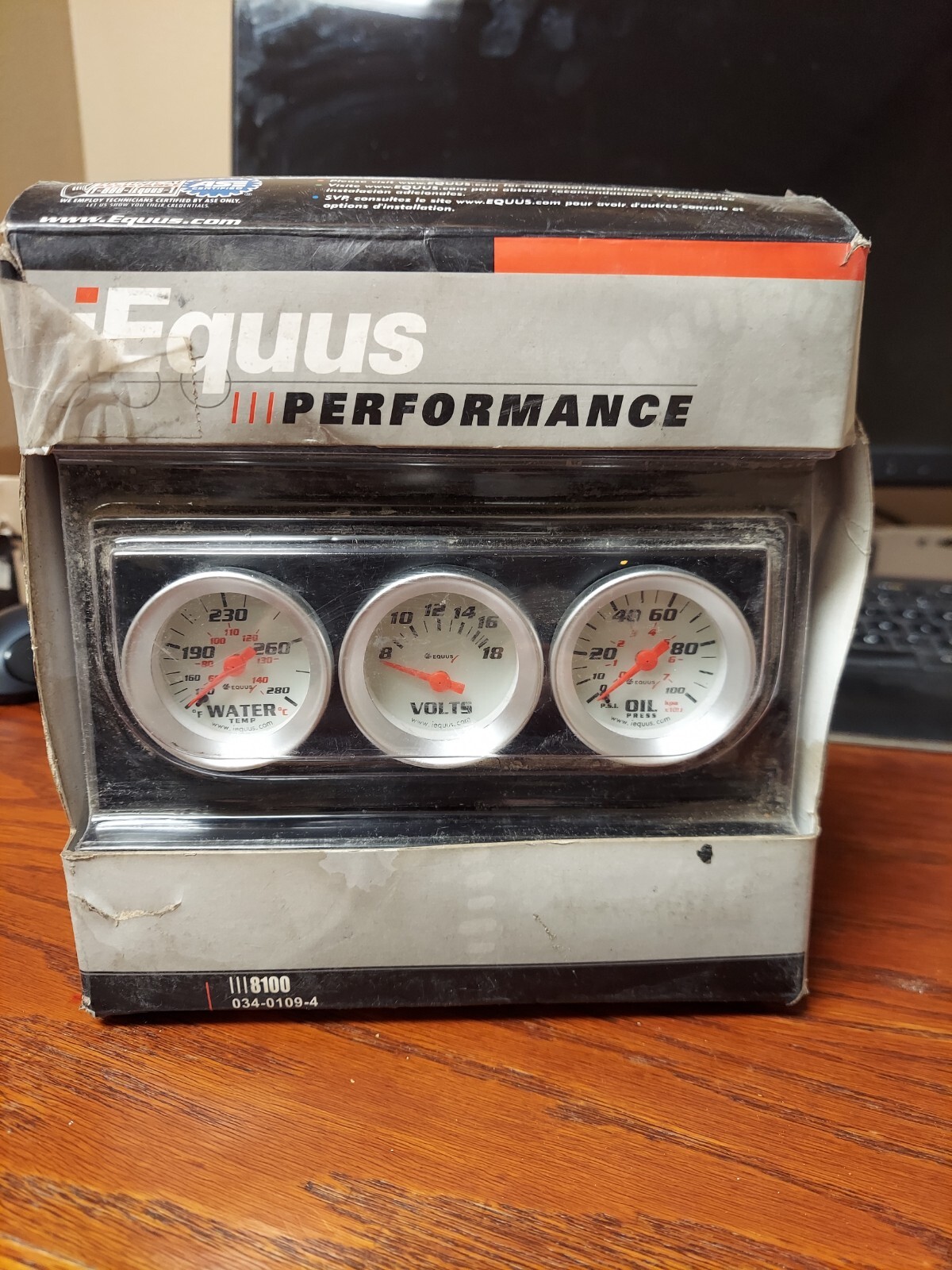 Equus Gauge Set 8100; 8000 Series Water Temp, Volt, Oil Pressure White ...