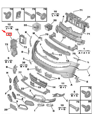CITRO N C5 AIRCROSS Front Bumper Air Intake Rear Duct 9833398380 New ...