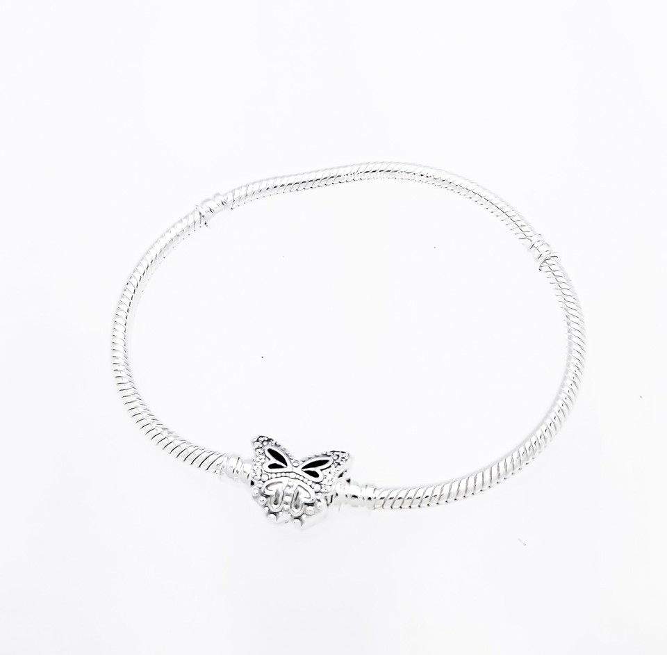 NEW 100% Authentic PANDORA 925 Butterfly Clasp Snake Chain Bracelet ...