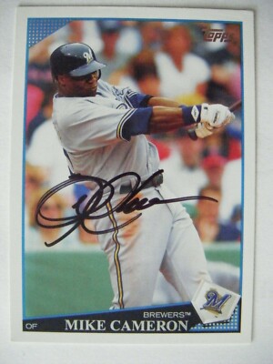 MIKE CAMERON signed BREWERS 2009 Topps baseball card AUTO Autographed ...