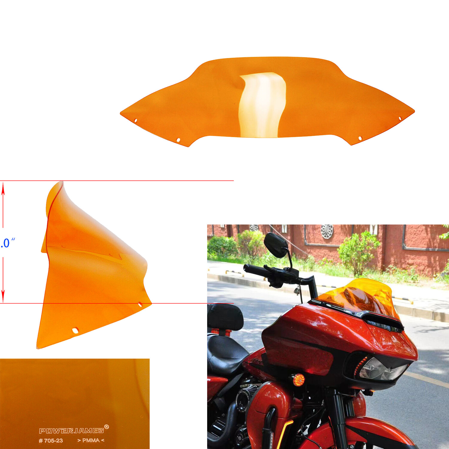 BAJA Orange Windscreen Windshield for Harley 2015-2024 Road Glide FLTRX ...