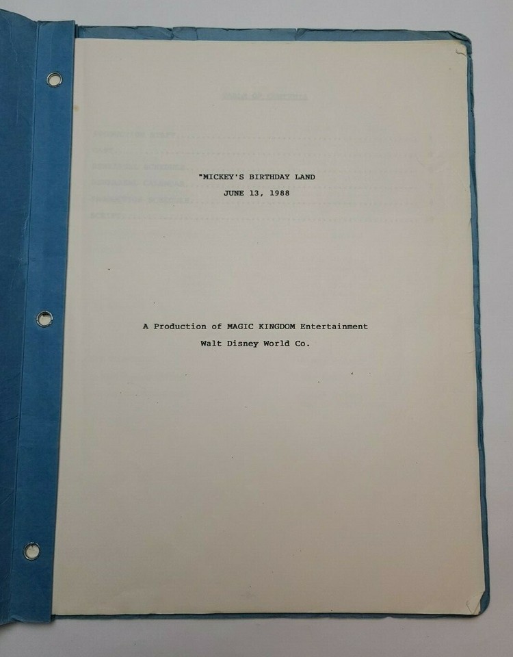 MICKEY'S BIRTHDAY LAND / 1988 Live Show Script, Magic Kingdom Walt ...