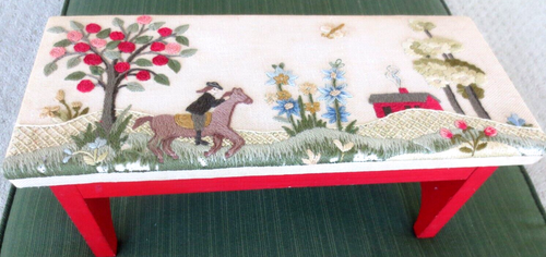 ELSA WILLIAMS NEEDLECRAFT EMBROIDERY CREWEL FOOTSTOOL KIT ASSEMBLED | eBay