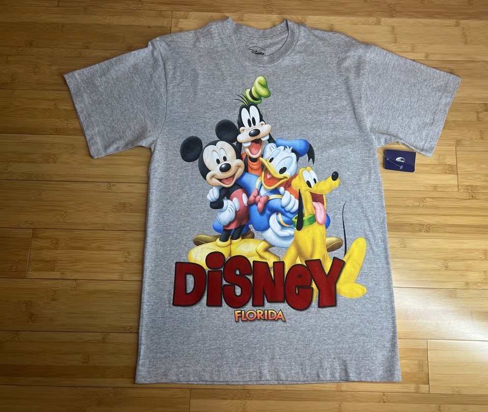 DISNEY Florida Mens Mickey-Mouse,Donald-Duck,Goofy & Pluto Gray Graphic ...