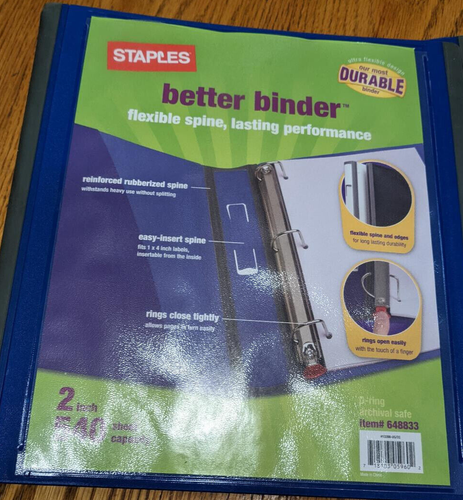 STAPLES "BETTER BINDER" - D RING - 3 RING - 2" BINDER (PD1B) | eBay UK