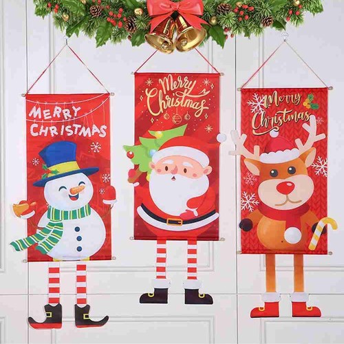 Door Hanging Christmas Door Banner Holiday Props Fabric Flag Christmas ...
