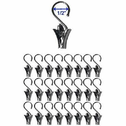 Curtain Wire Set 24 Clips Stainless Steel Multi-purpose Hang Photos or ...