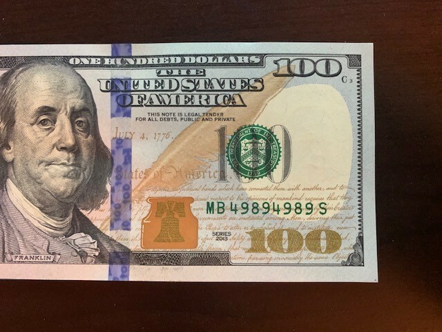 $100 One Hundred dollar bill. Fancy serial number. Repeater | eBay