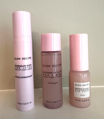 Glow Recipe Watermelon Glow Moisturizer, Toner & Dew Drops Travel Size ...