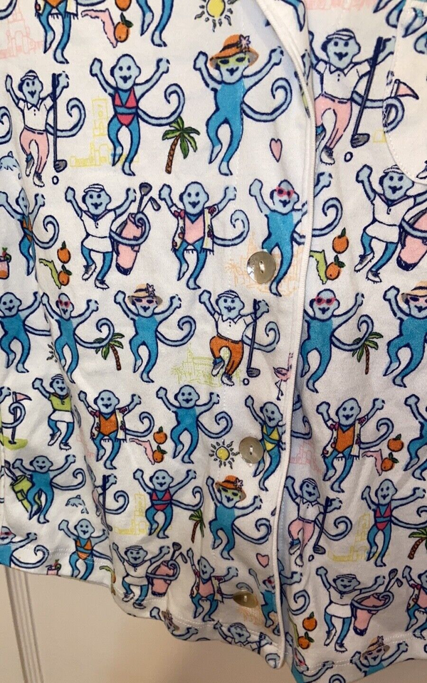 NEW ROLLER RABBIT PALM BEACH MONKEY POLO PAJAMAS TOP SZ P FLORIDA VACAY ...