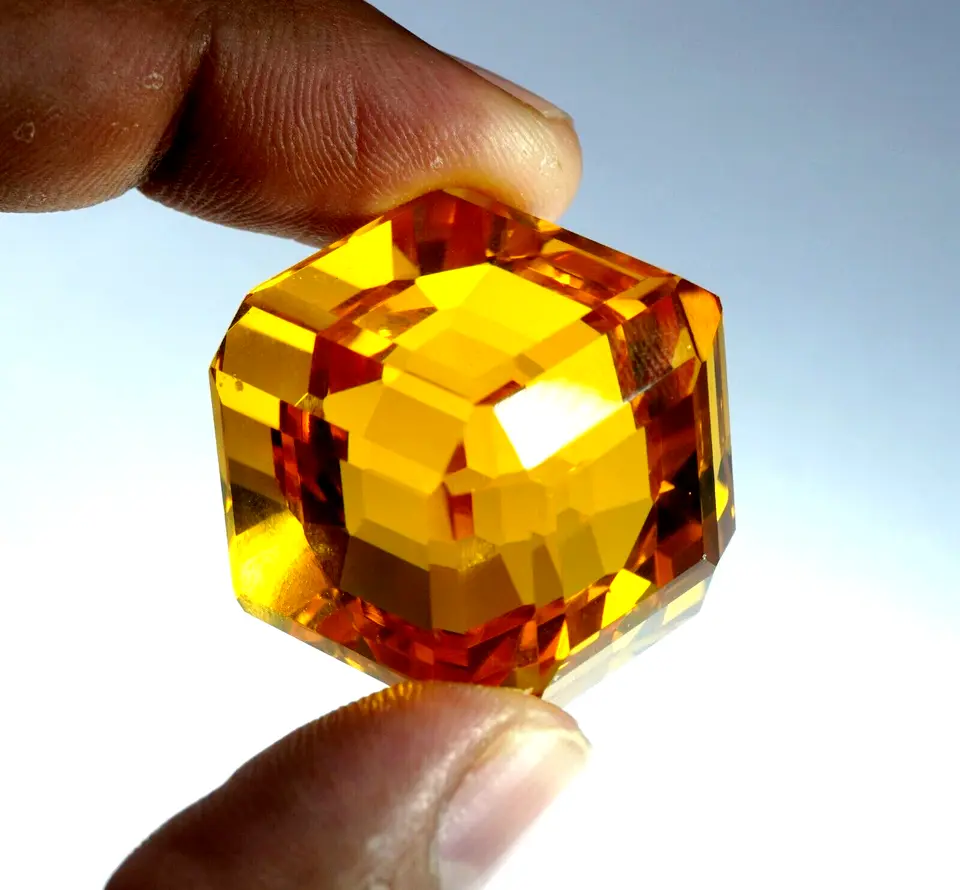 151 Ct+ Brazilian Certified Natural Shiny Yellow Citrine Cube Cut Loose ...