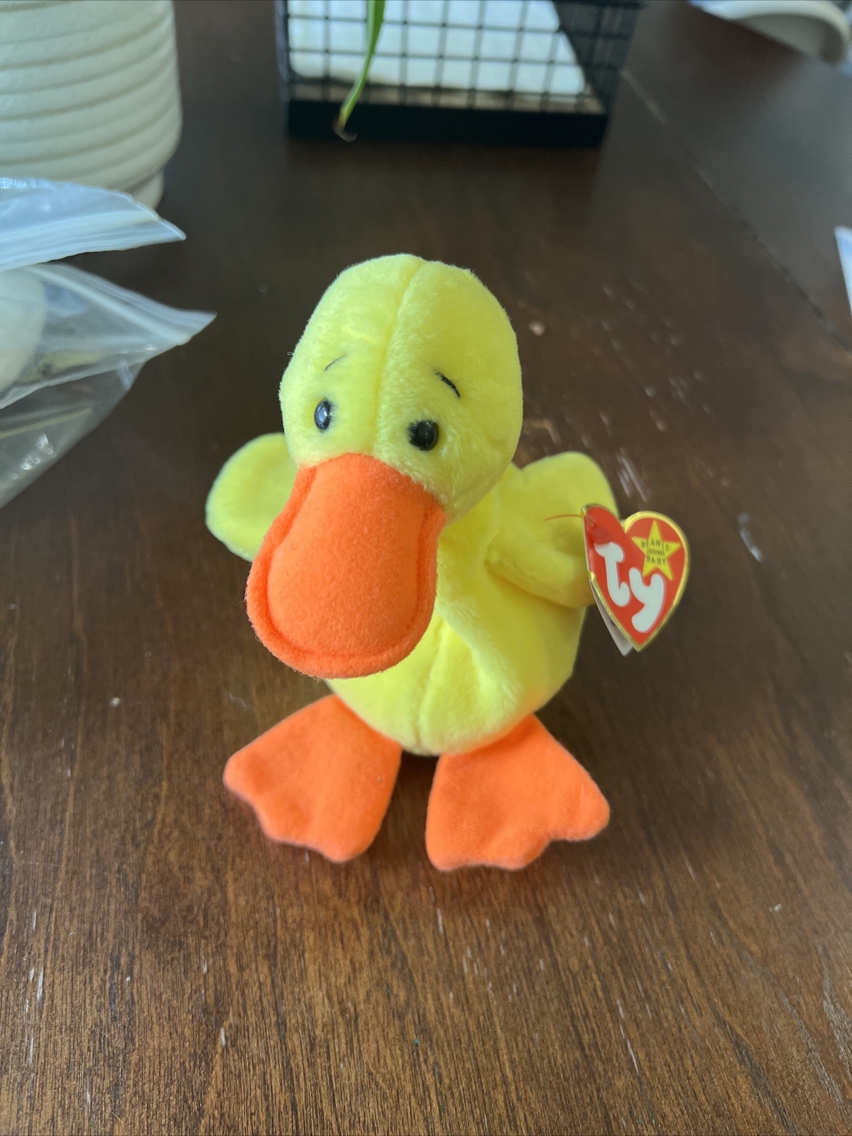1994 RARE & RETIRED TY BEANIE BABY~QUACKERS EASTER YELLOW DUCK BIRD 6 ...
