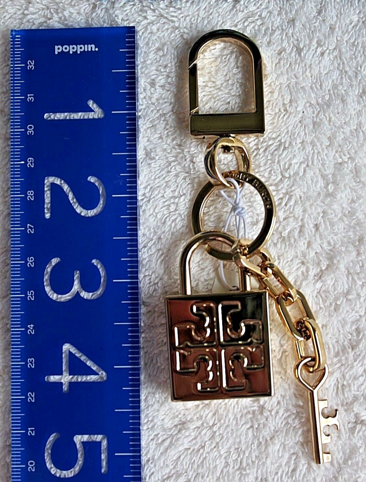 NWT Authentic TORY BURCH Gold Plated Padlock Key Fob Key Ring Keychain ...