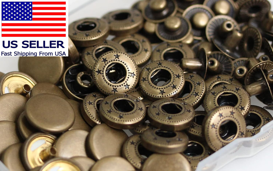 24 Sets Heavy Duty Leather Snap Fasteners Kit, 15Mm Metal Snap Buttons ...