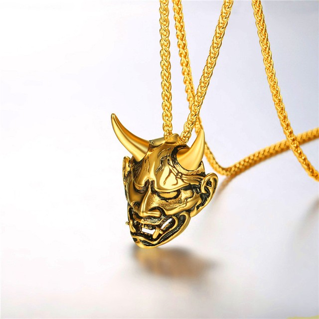 Devil Pendant Necklace Evil Demon Charm Gothic Stainless Steel Chain ...