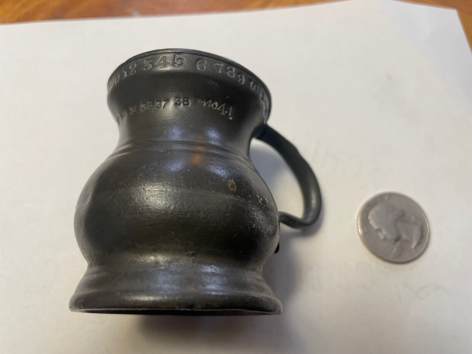 Antique (19th century) Pewter Measuring Cup with Markings | eBay