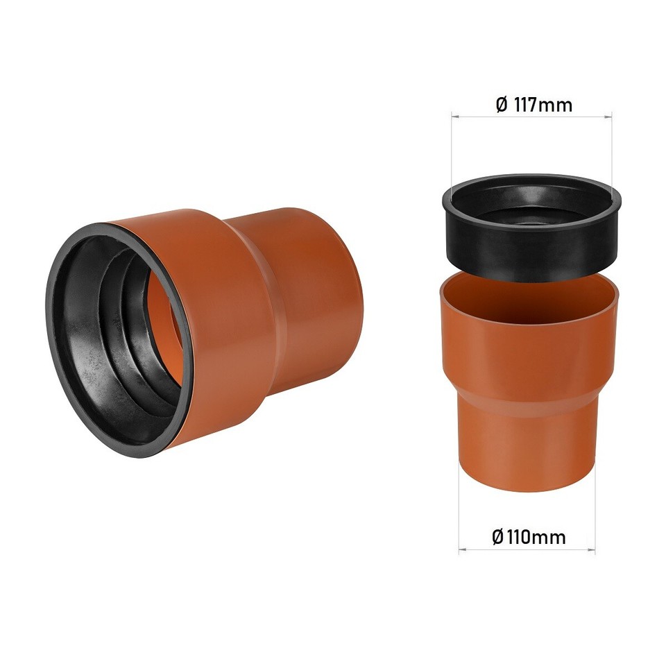 Connector Clay Pipe or Cast Iron Pipe to Plastic Pipe 110mm Adaptor ...