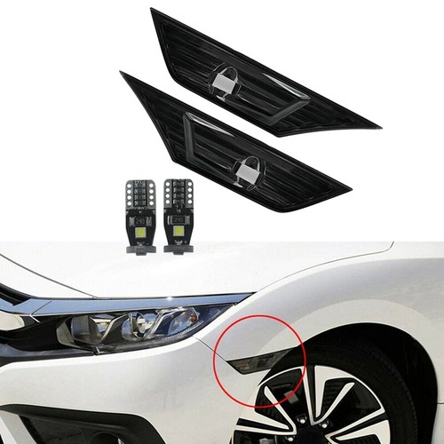 2X(Smoke Tinted Lens Side Marker Lamp Light W/ Led for 2016-19 JDM D1W5 ...