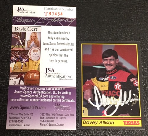 DAVEY ALLISON 1991 TRAKS NASCAR RACING SIGNED AUTOGRAPHED CARD #28 JSA ...