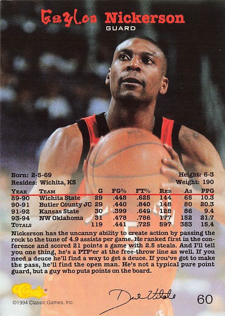 Gaylon Nickerson Classic 1993-94 Basketball Card #60 | eBay