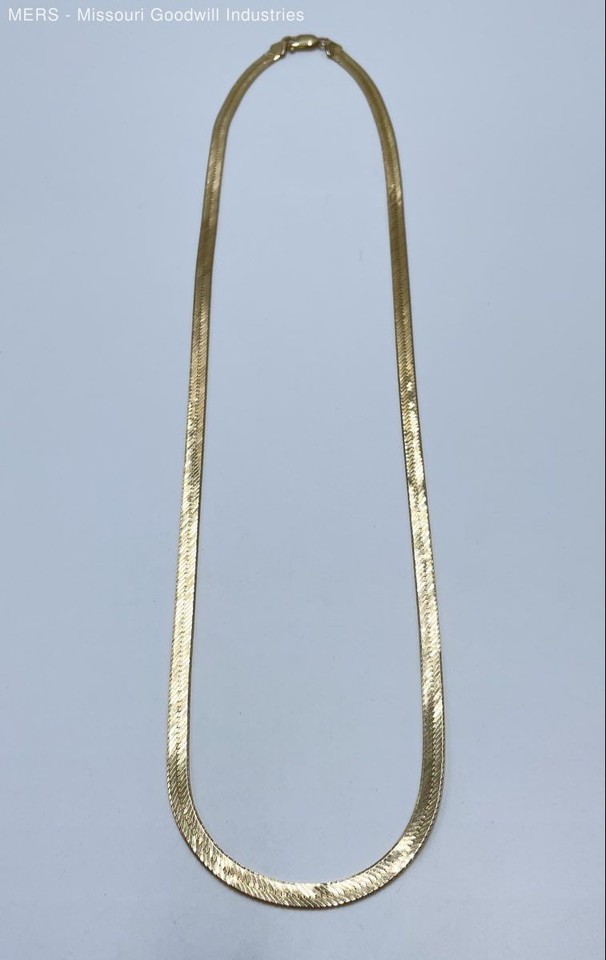 24" 14K Yellow Gold Herringbone Chain Link Necklace - 21.86 Grams | eBay