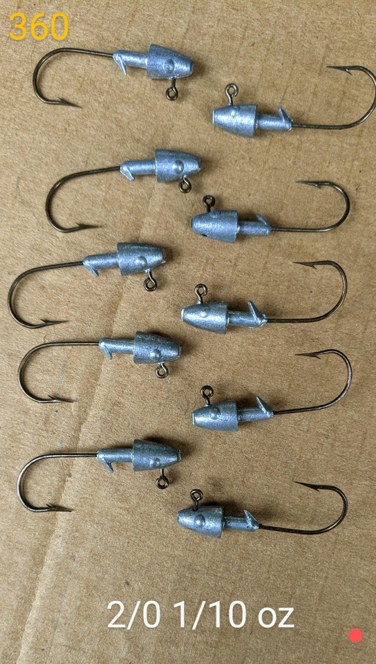 Jig Swim Bait Weighted Hooks 2/0 1/10 Oz Unpainted Bass fishing lures ...