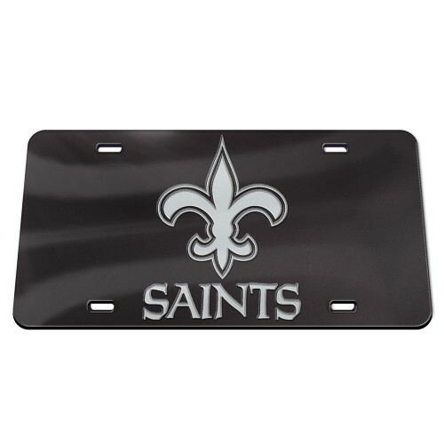 NEW ORLEANS SAINTS BLACK AND SILVER CRYSTAL MIRRORED CAR LICENSE PLATE ...