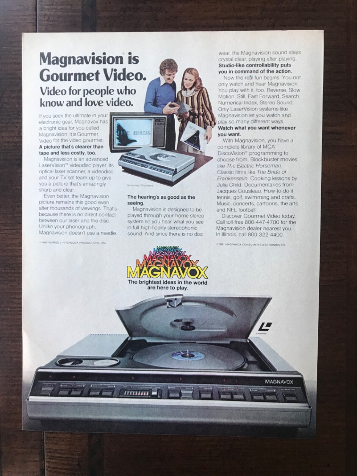 1981 vintage original print ad Magnavox Magnavision Gourmet Video | eBay