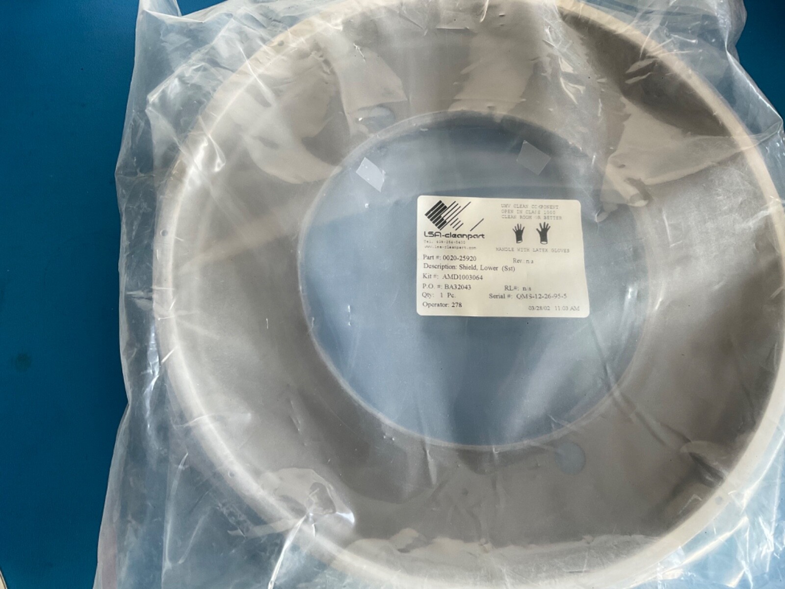 AMAT 0020-25920 Shield, Lower AMAT PVD, SHIELD, LOWER SST QMS-12-26-95 ...