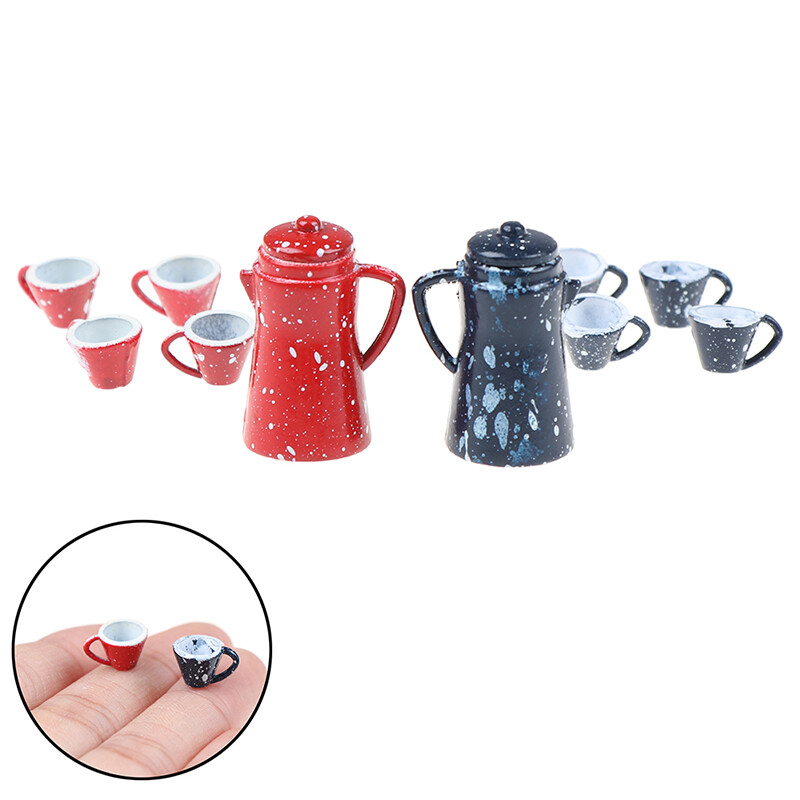 5pcs 1/12 Dollhouse Miniature Dining Ware Porcelain Tea Set Dish Cup ...