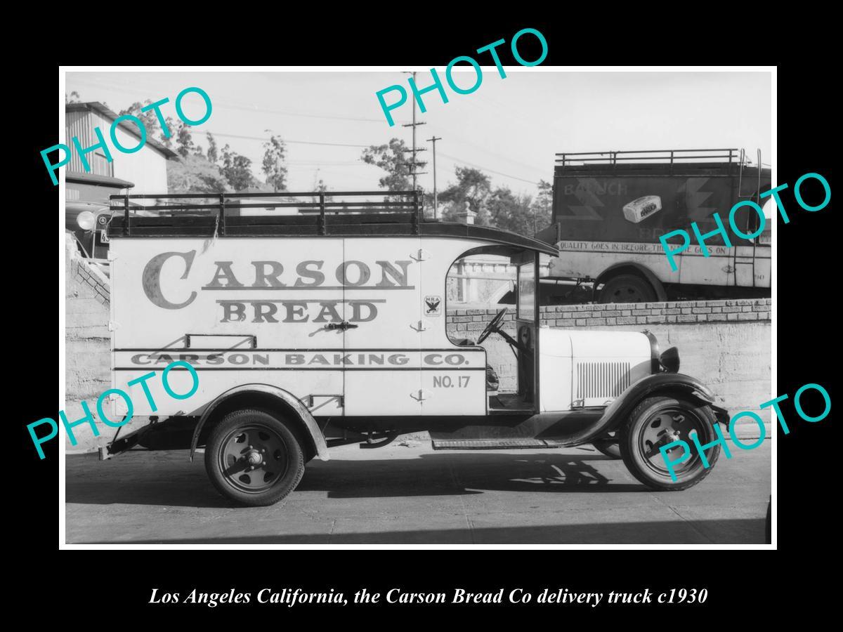 OLD LARGE HISTORIC PHOTO OF LOS ANGELES THE CARSON BAKERY BREAD TRUCK ...