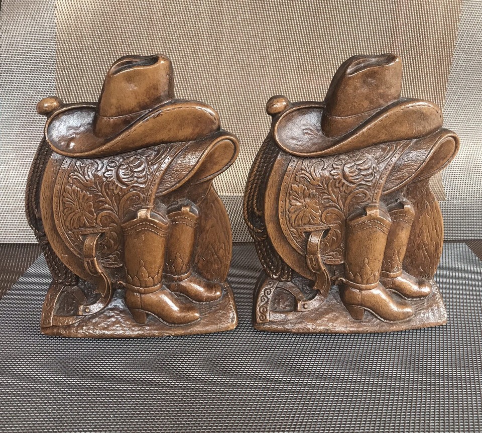 Syroco Wood COWBOY BOOKENDS Vintage | eBay