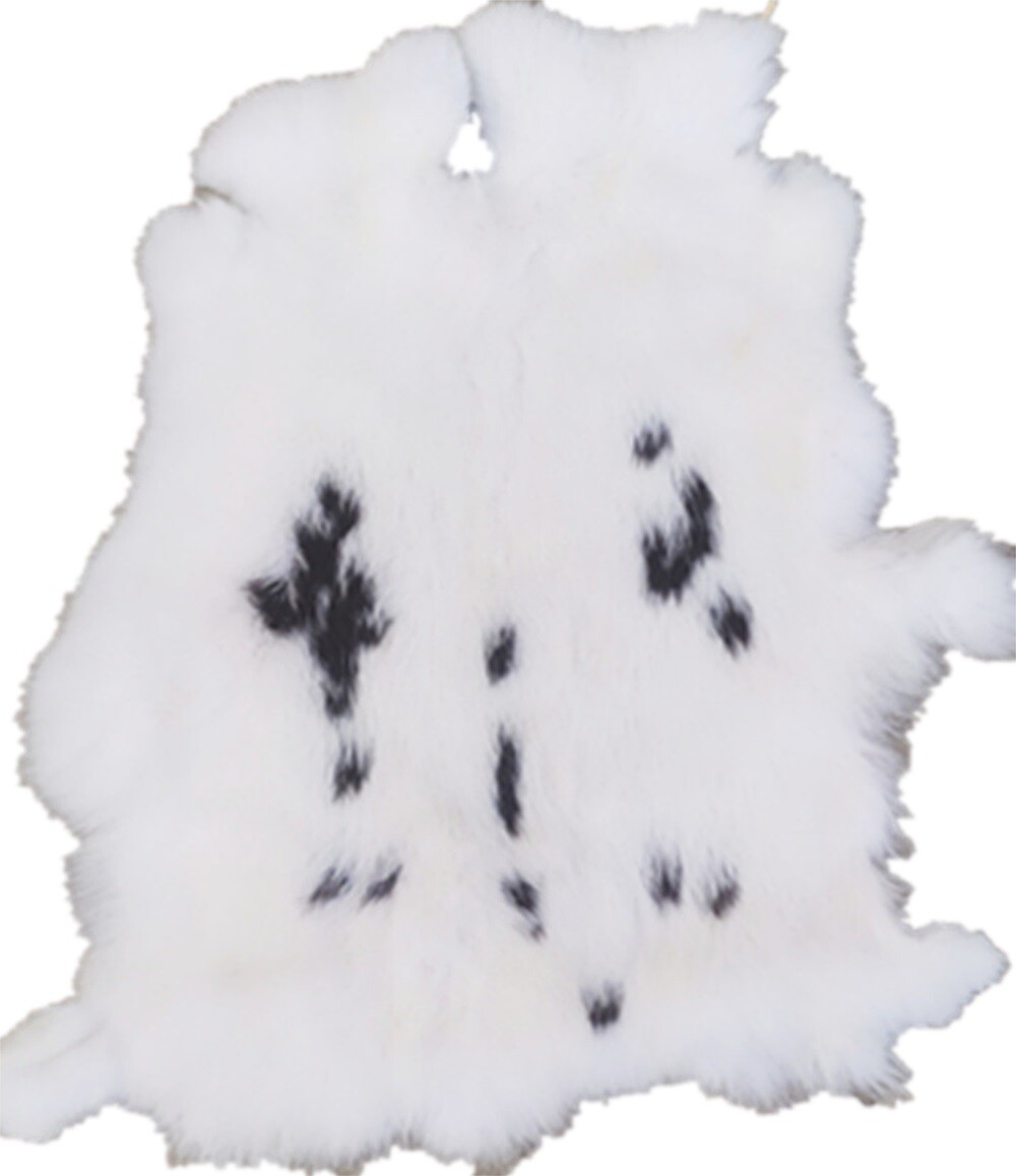 6x Genuine Natural Spotted Rabbit Fur Skin Tanned Leather Hides Craft ...
