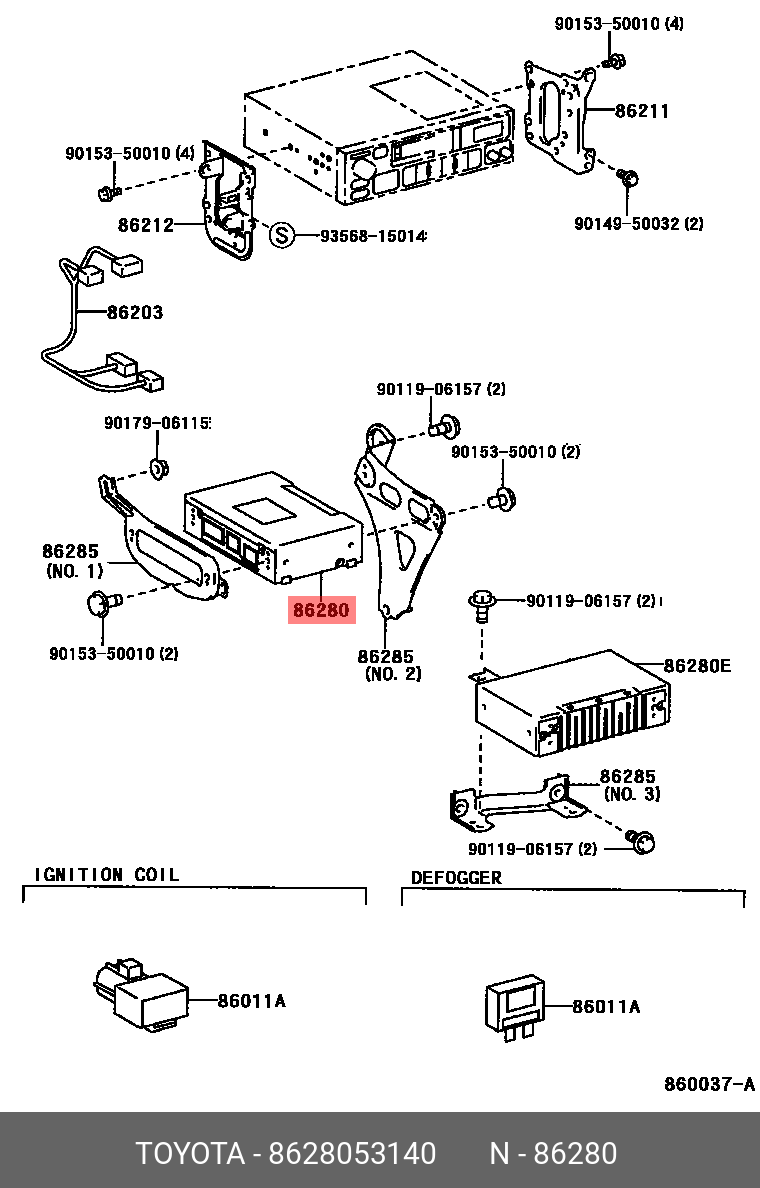 Genuine OE amplifier assy, stereo component, 8628053140 for TOYOTA ...